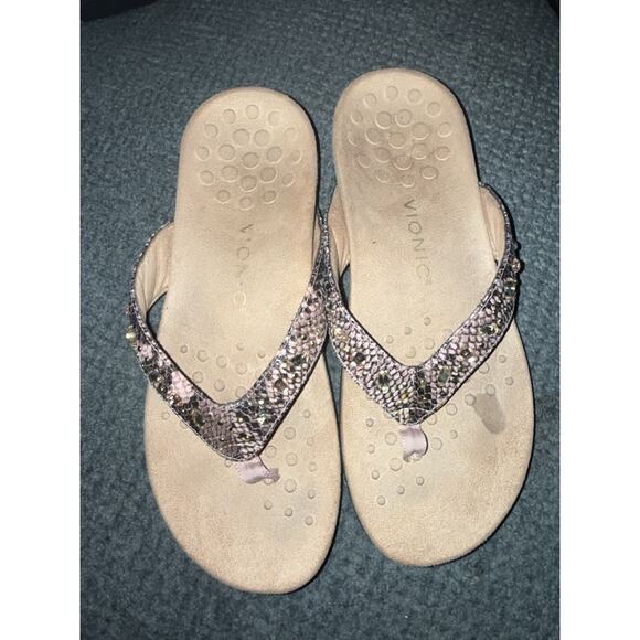 Vionic | Shoes | Vionic Lucia Jeweled Womens 95 Thong Flip Flops ...